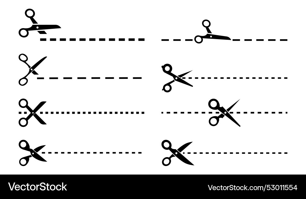 Different scissors coupon cutting shape Royalty Free Vector