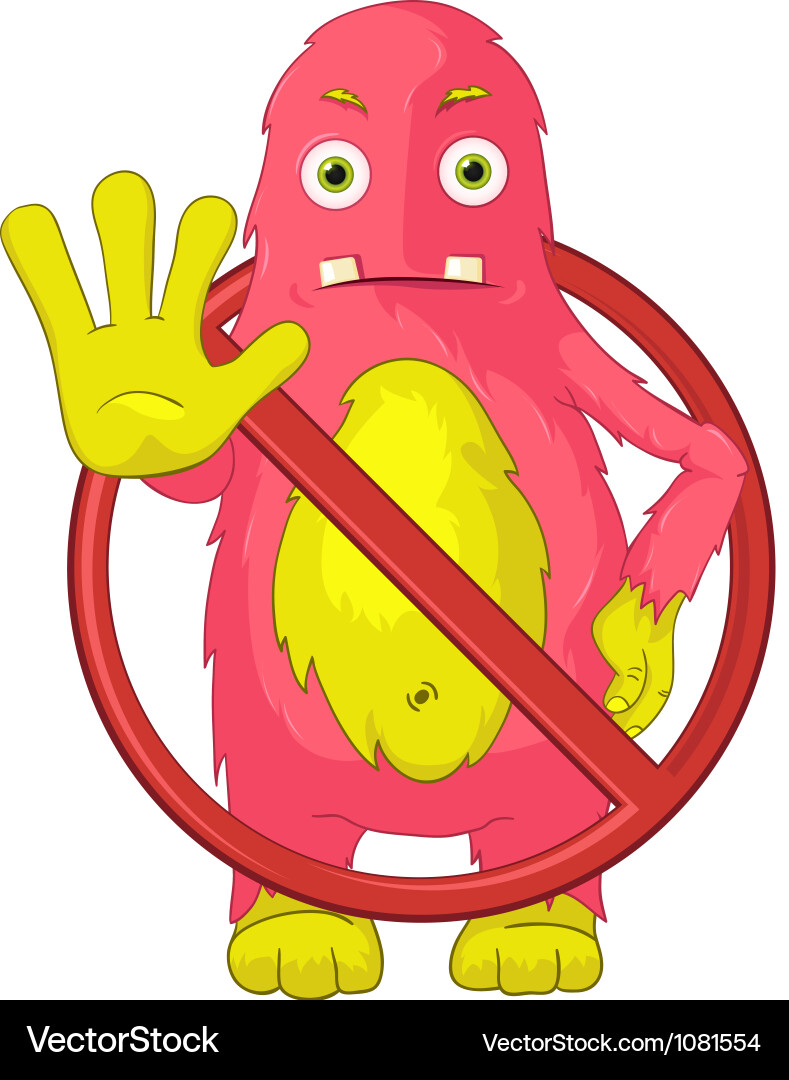 Funny monster stop Royalty Free Vector Image - VectorStock