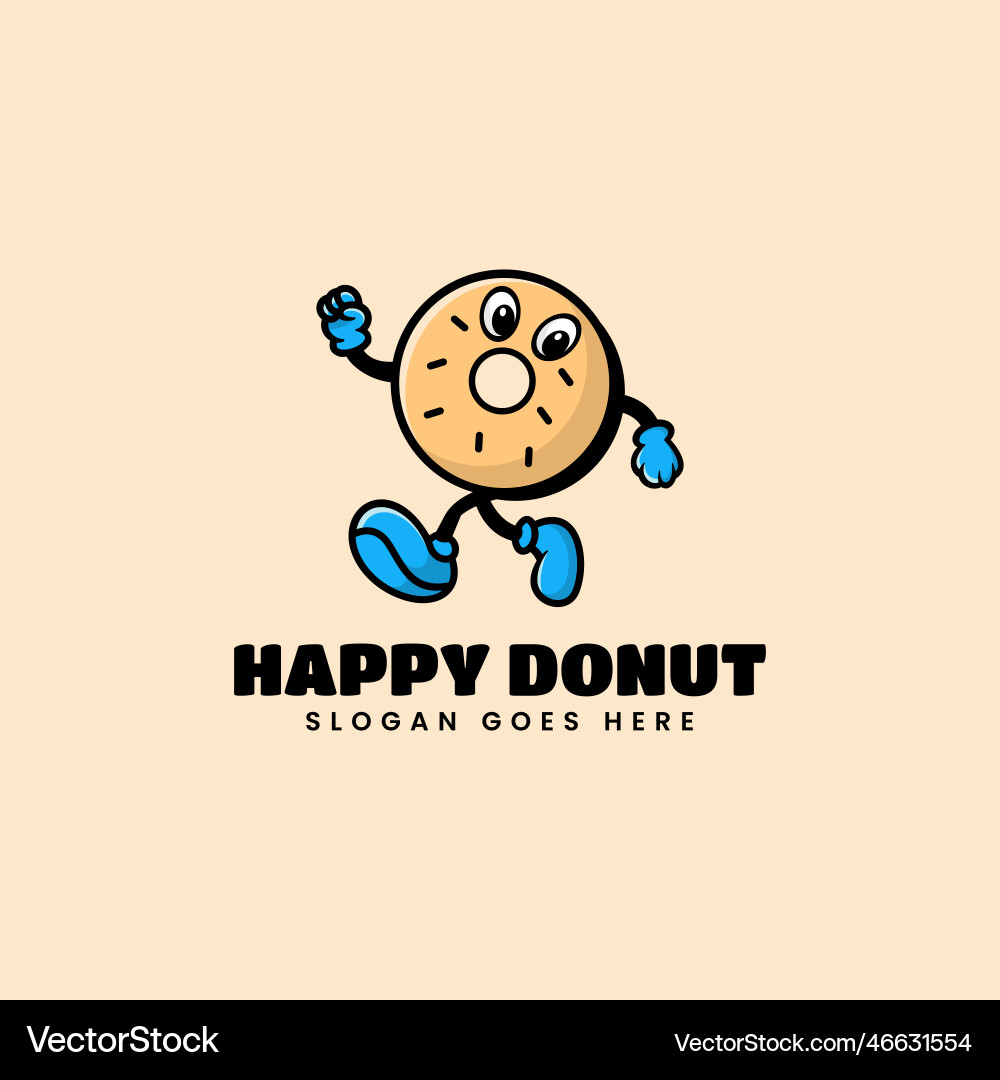 Happy Donuts Mascot Logo Royalty Free Vector Image