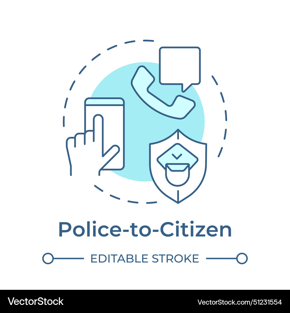 Police to citizen soft blue concept icon Vector Image