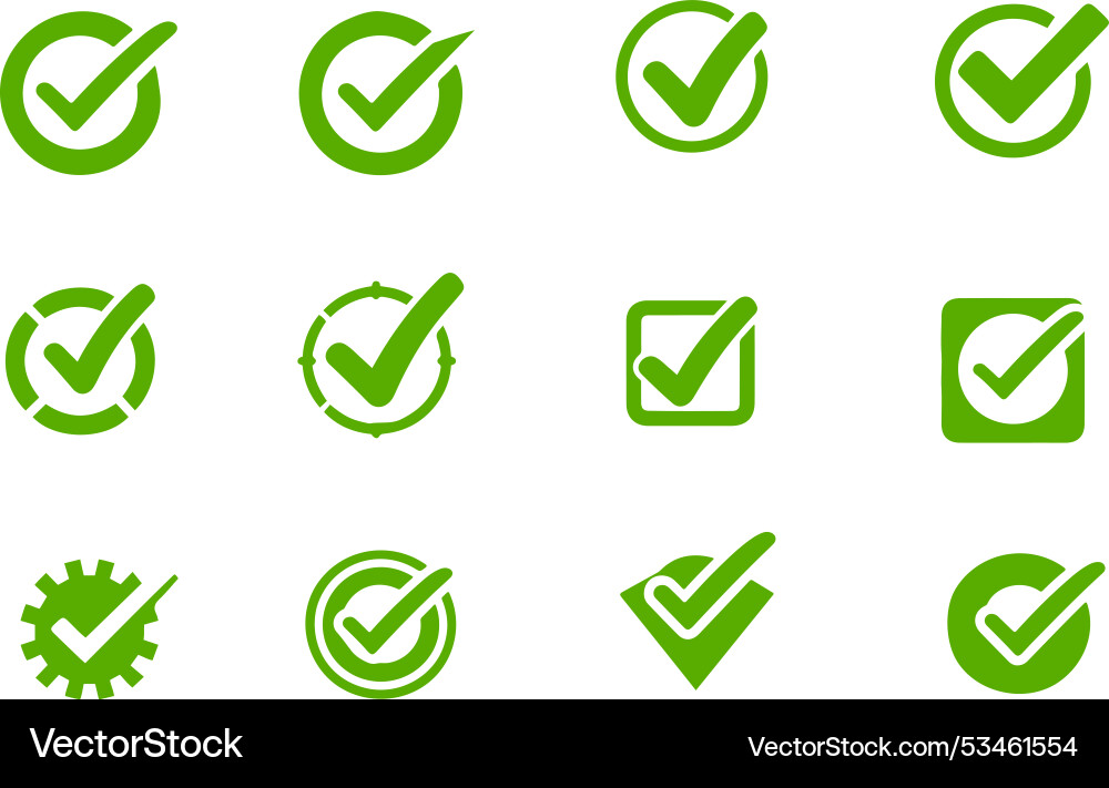 Set of green check mark icon Royalty Free Vector Image Set of green check mark icon Royalty Free Vector Image