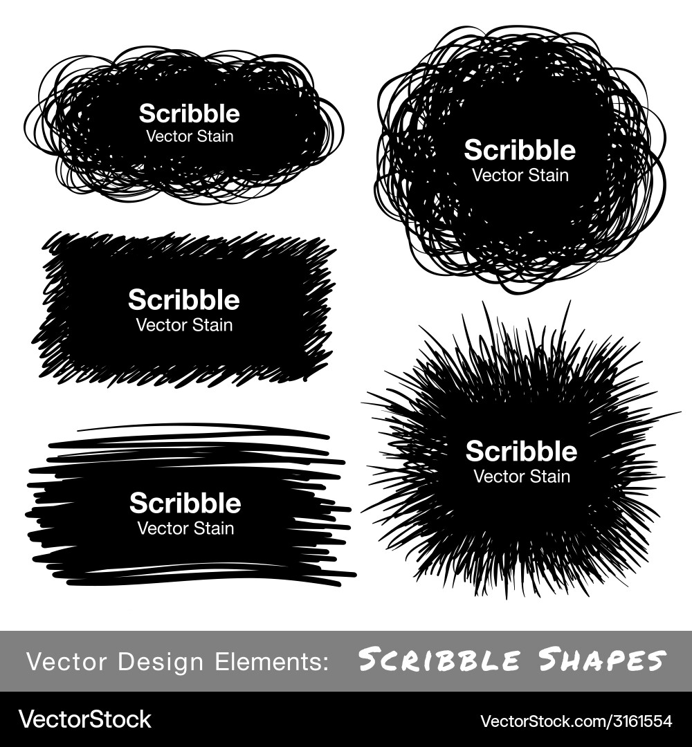 Set of hand drawn scribble shapes design elements Vector Image