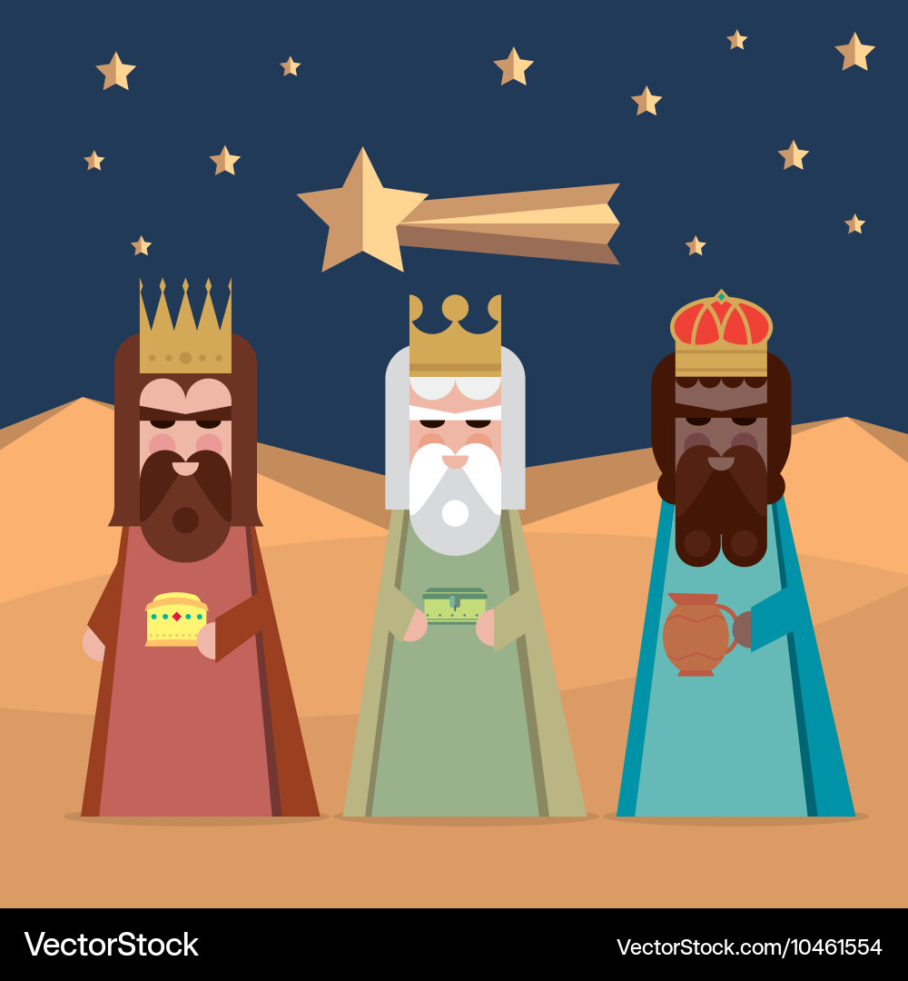 Three kings of orient wisemen Royalty Free Vector Image