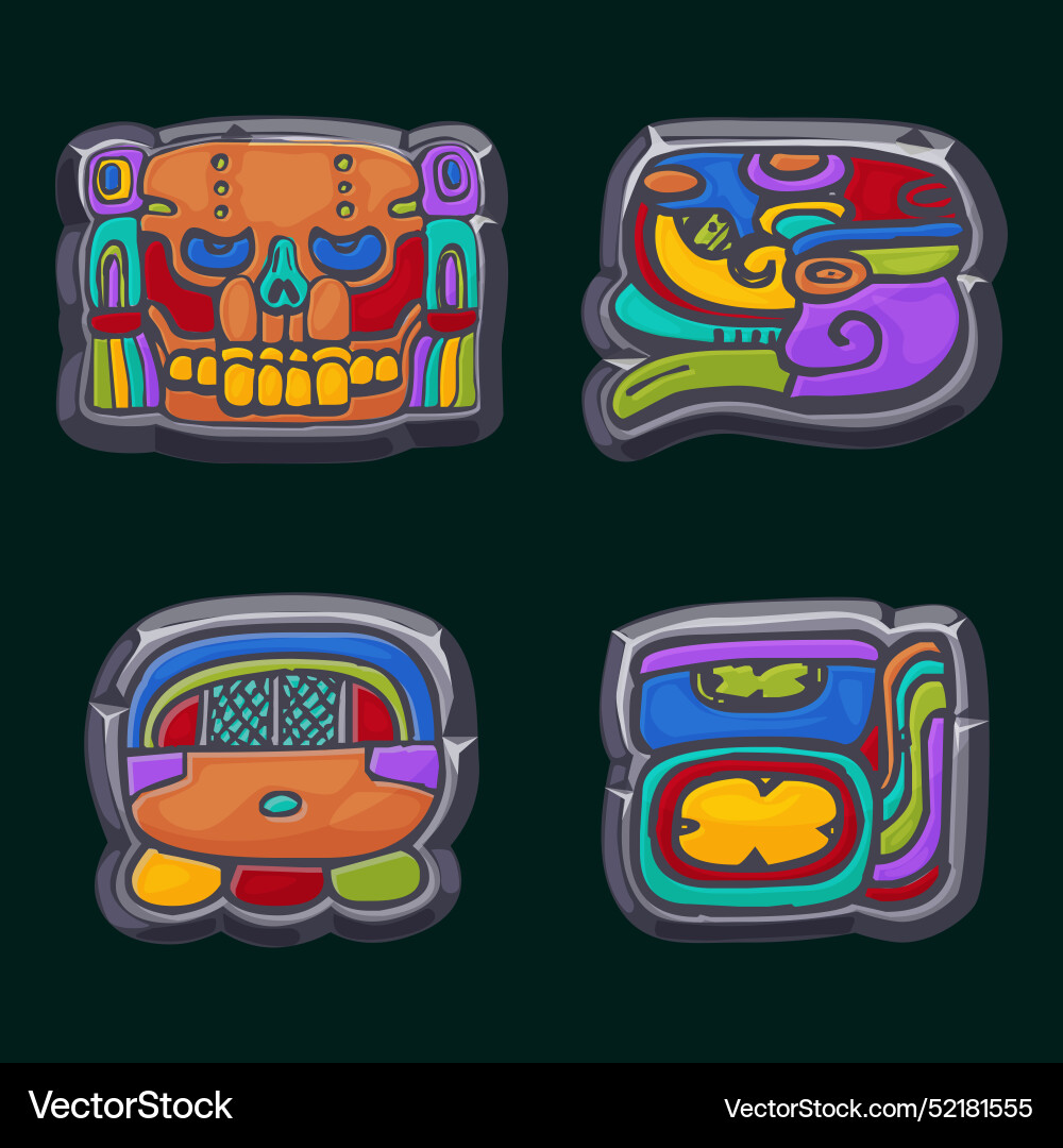 Aztec maya civilization- akbal face mayan glyph Vector Image