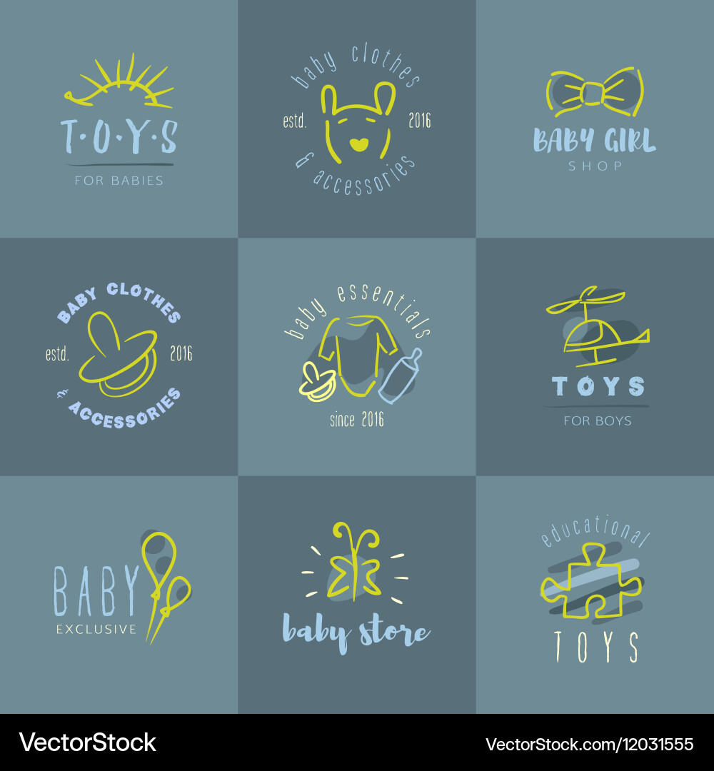 Baby logos set Royalty Free Vector Image - VectorStock