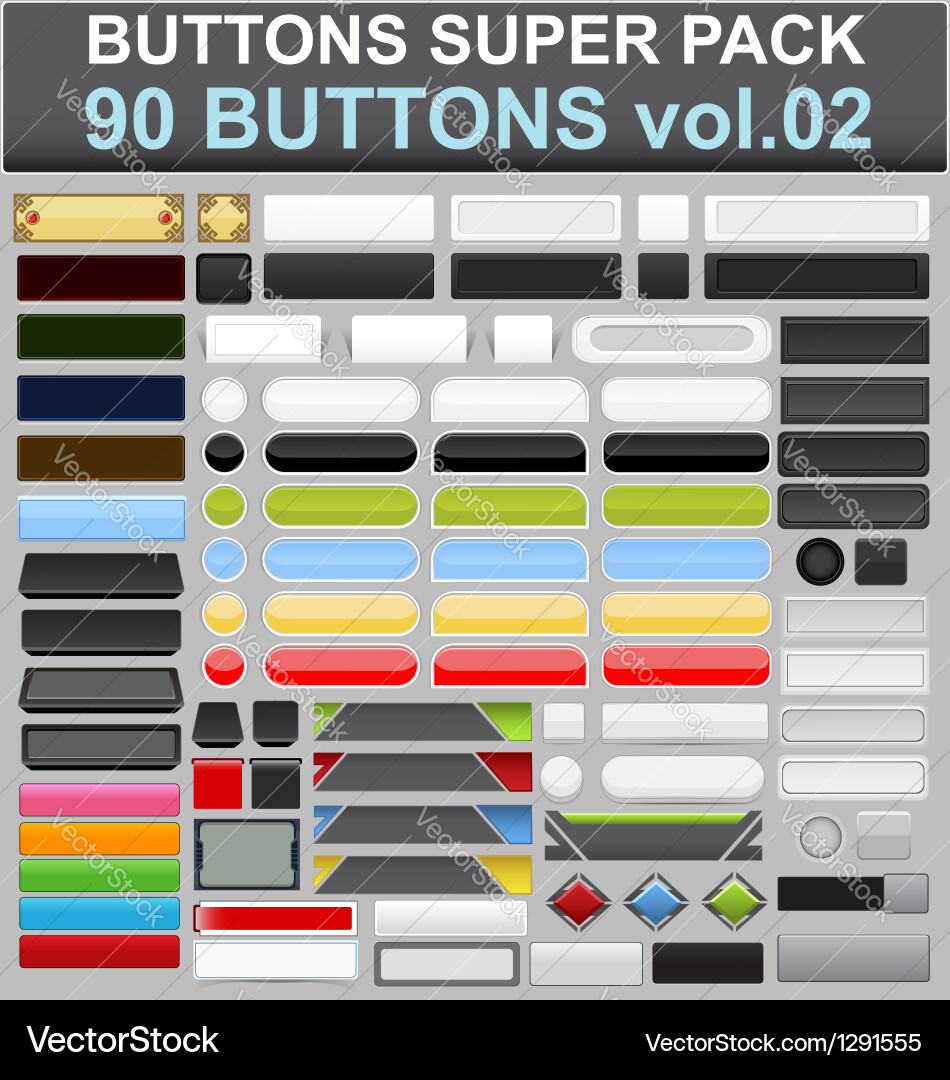 Buttons super pack 2 Royalty Free Vector Image