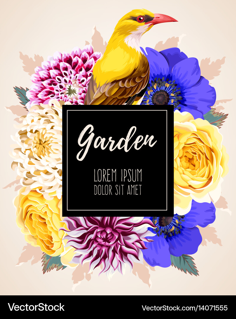 Card with flowers Royalty Free Vector Image - VectorStock