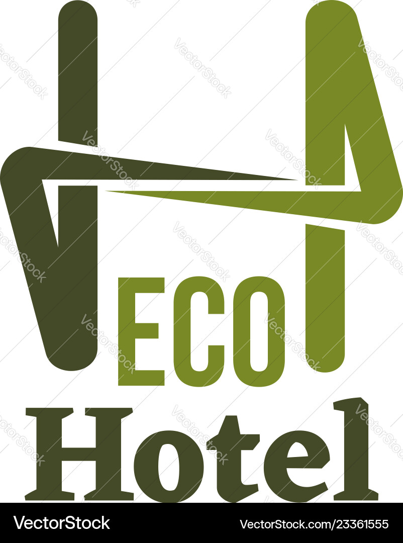 Eco Hotel Icon - Green Leaf Royalty Free Vector Image