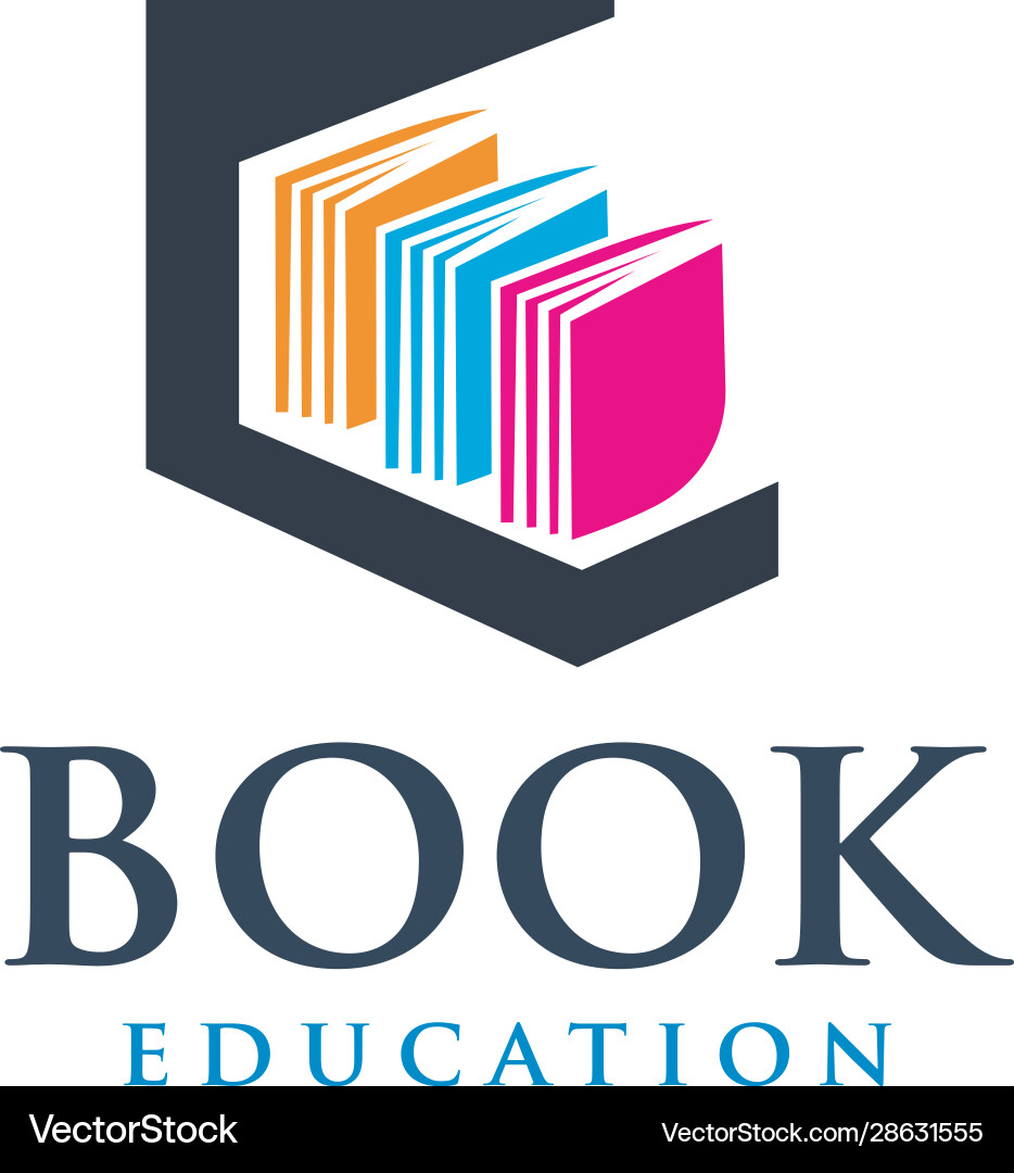 Educational book logo design Royalty Free Vector Image