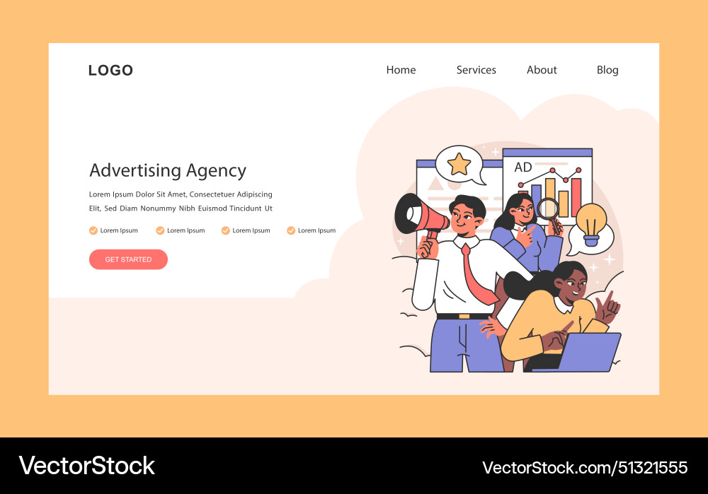 Engaging advertising agency concept flat Vector Image