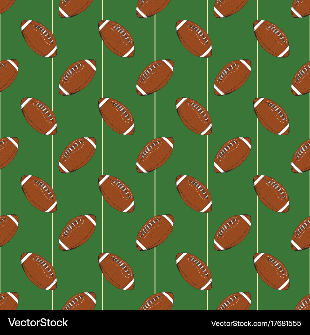 Football rugby ball seamless pattern hand drawn Vector Image
