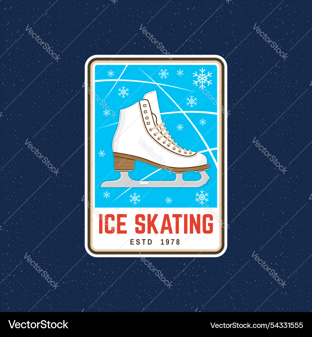 Ice skate club logo badge patch design concept Vector Image