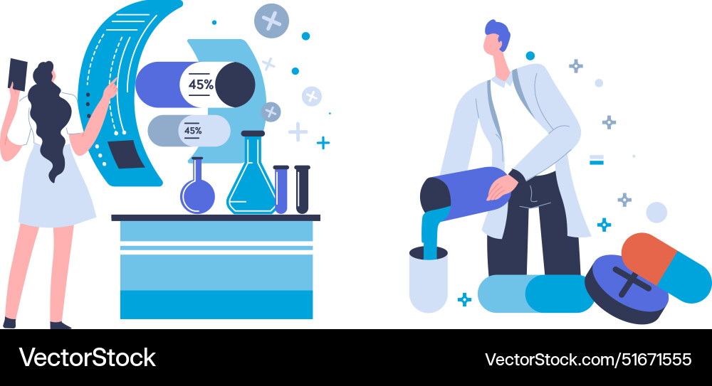 Scientists conducting advanced research Royalty Free Vector