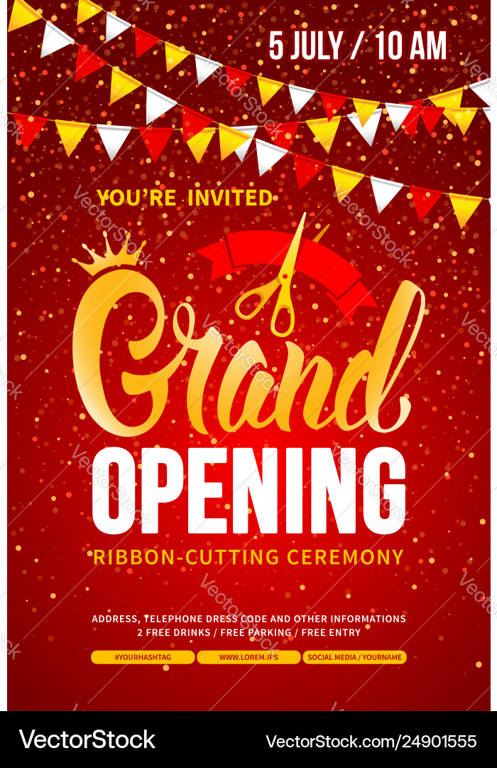 Template for advertising poster grand opening Vector Image