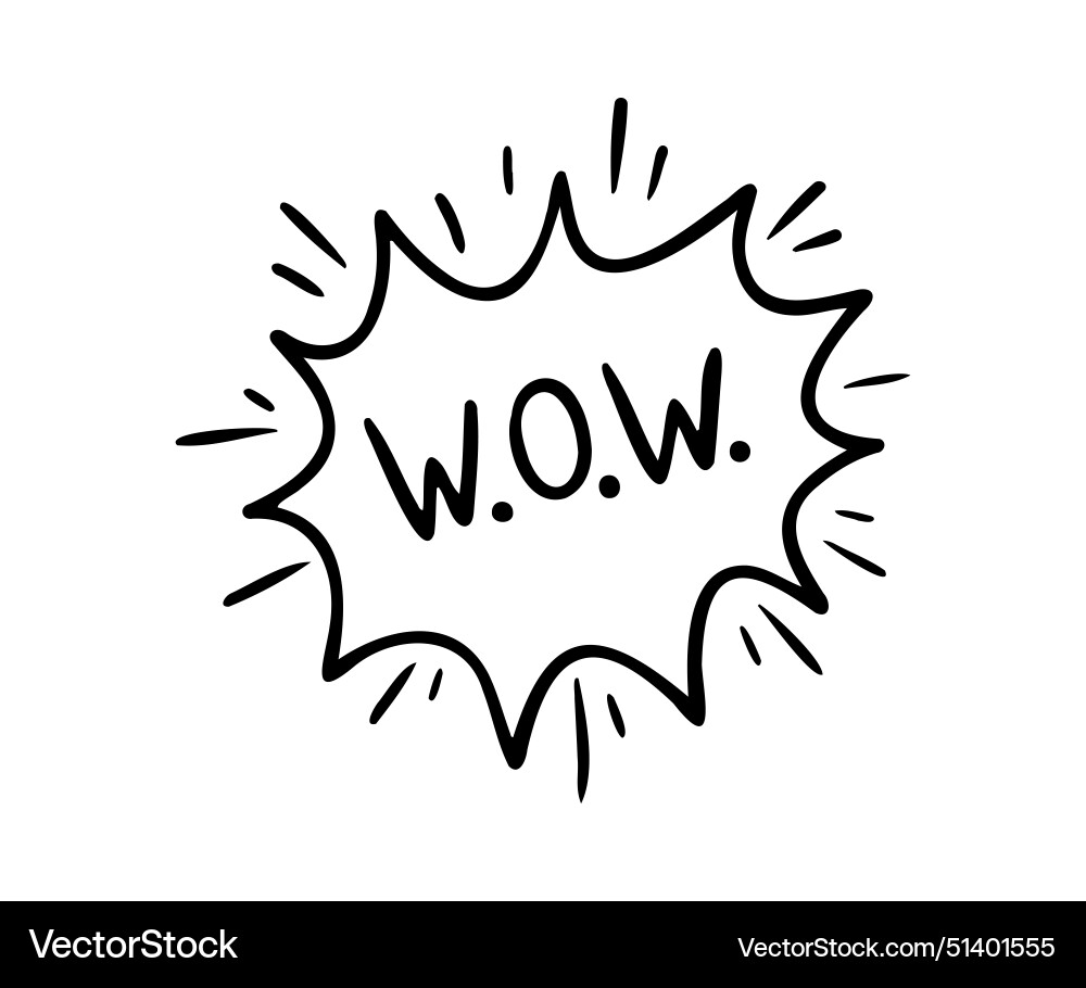 Wow hand drawn cloud speech bubble element Vector Image