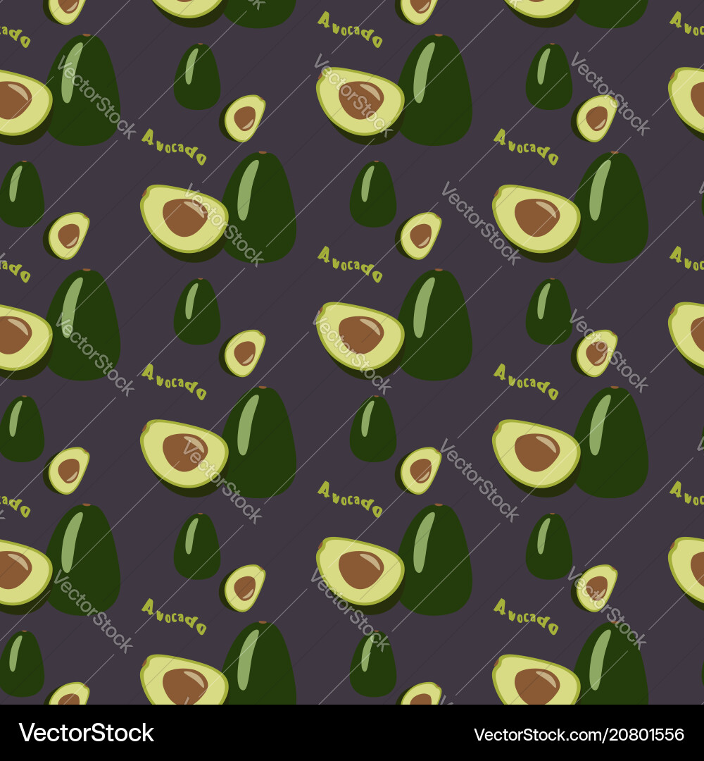 Avocado seamless repeating pattern hand drawn Vector Image