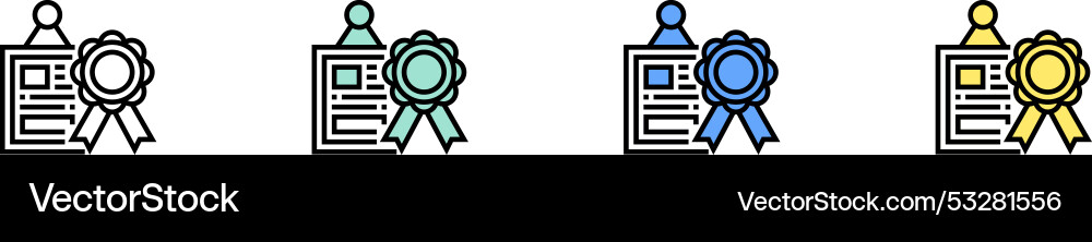 Diploma icon outline green blue and yellow style Vector Image