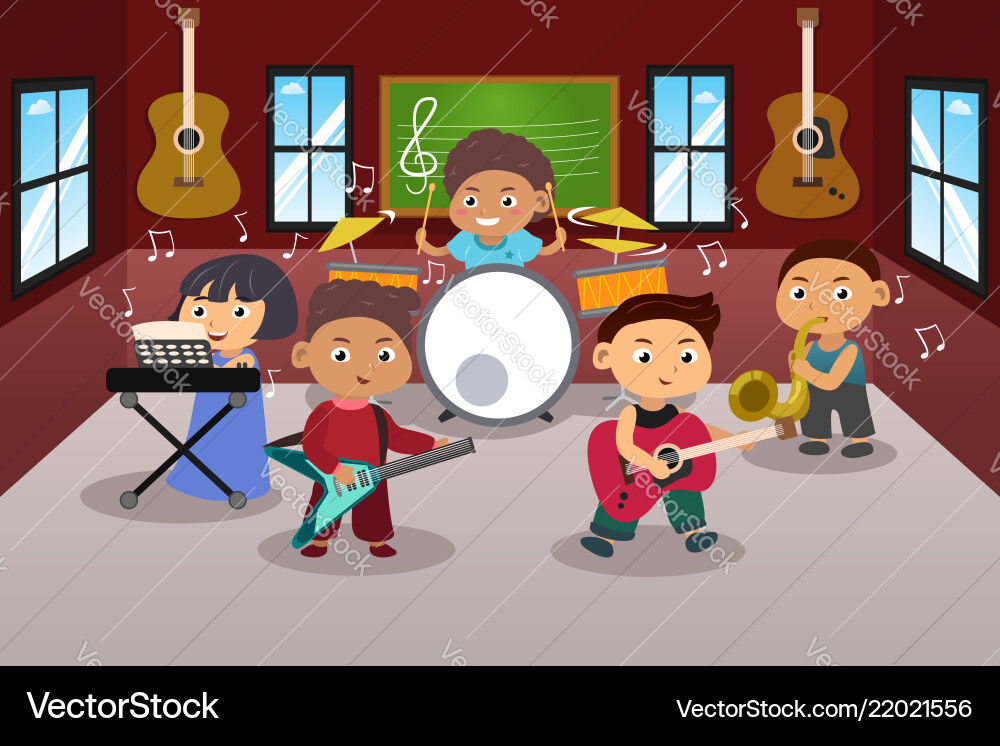 Kids playing music Royalty Free Vector Image - VectorStock