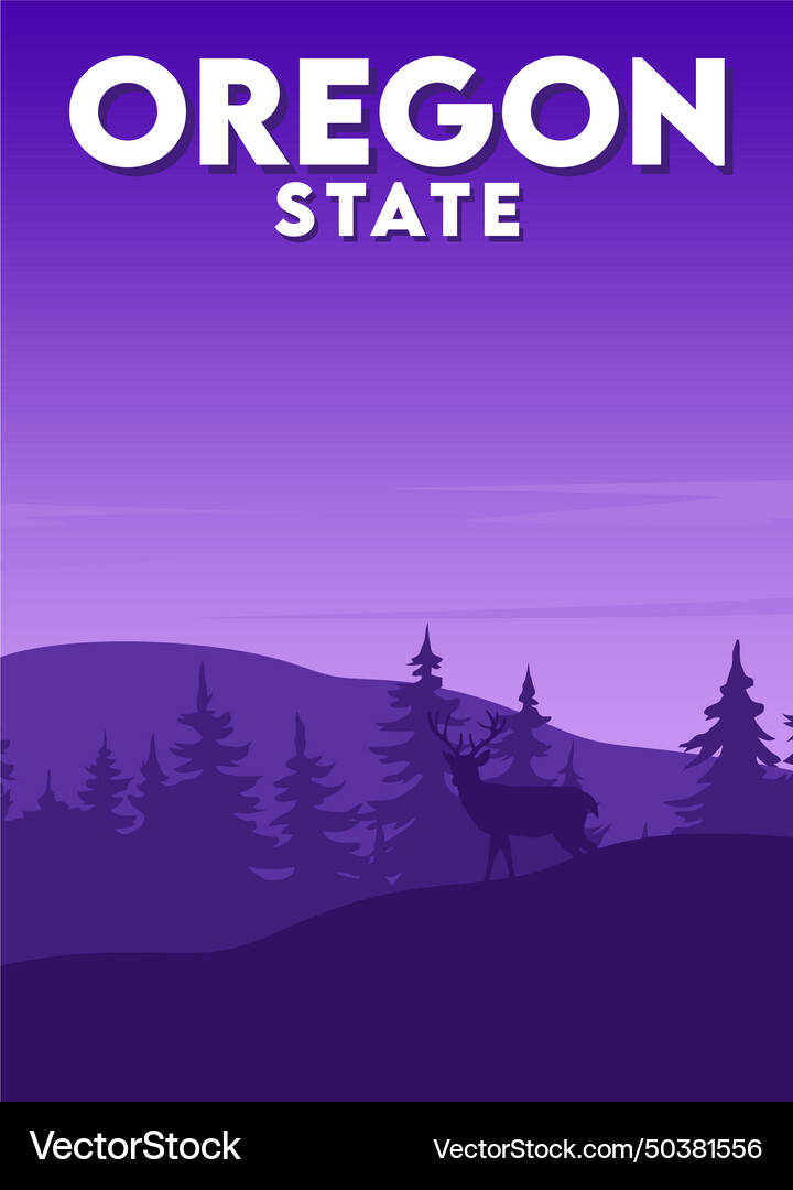 Oregon state with beautiful view Royalty Free Vector Image