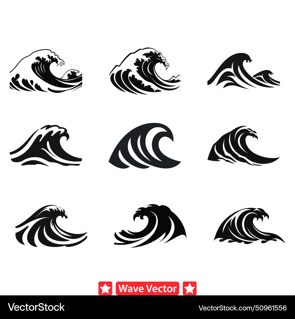 Seaside symphony coastal wave silhouettes Vector Image