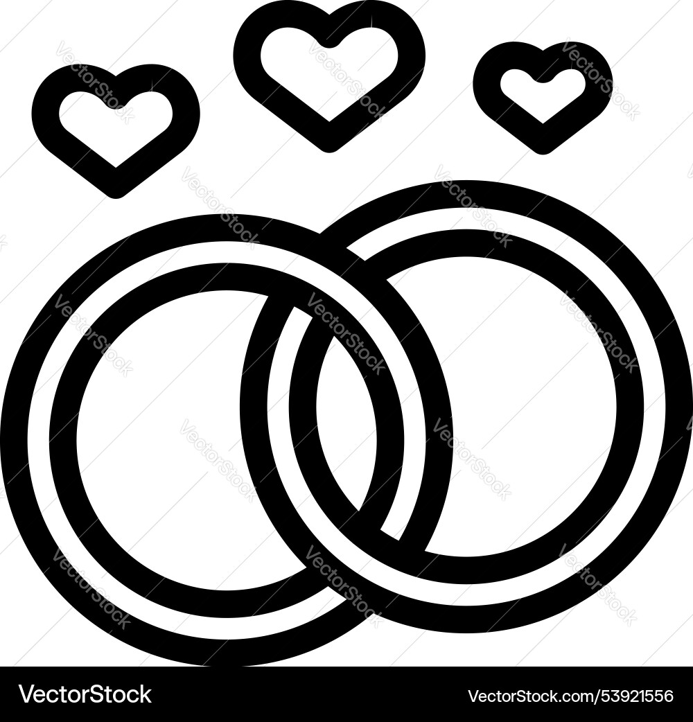 Wedding rings intertwined with hearts symbolizing Vector Image