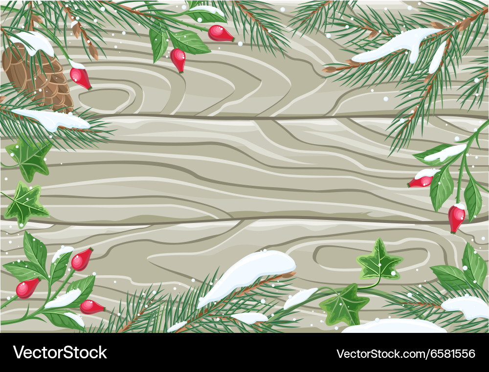 Winter frame wooden texture board Royalty Free Vector Image