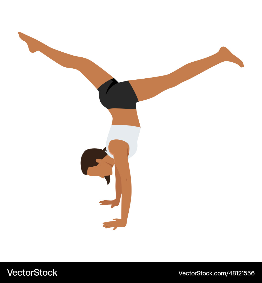 Woman doing yoga in handstand split pose exercise Vector Image