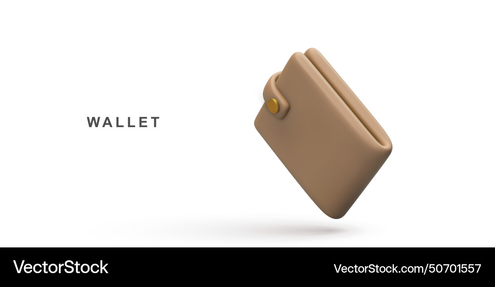 3d realistic money wallet on white background Vector Image
