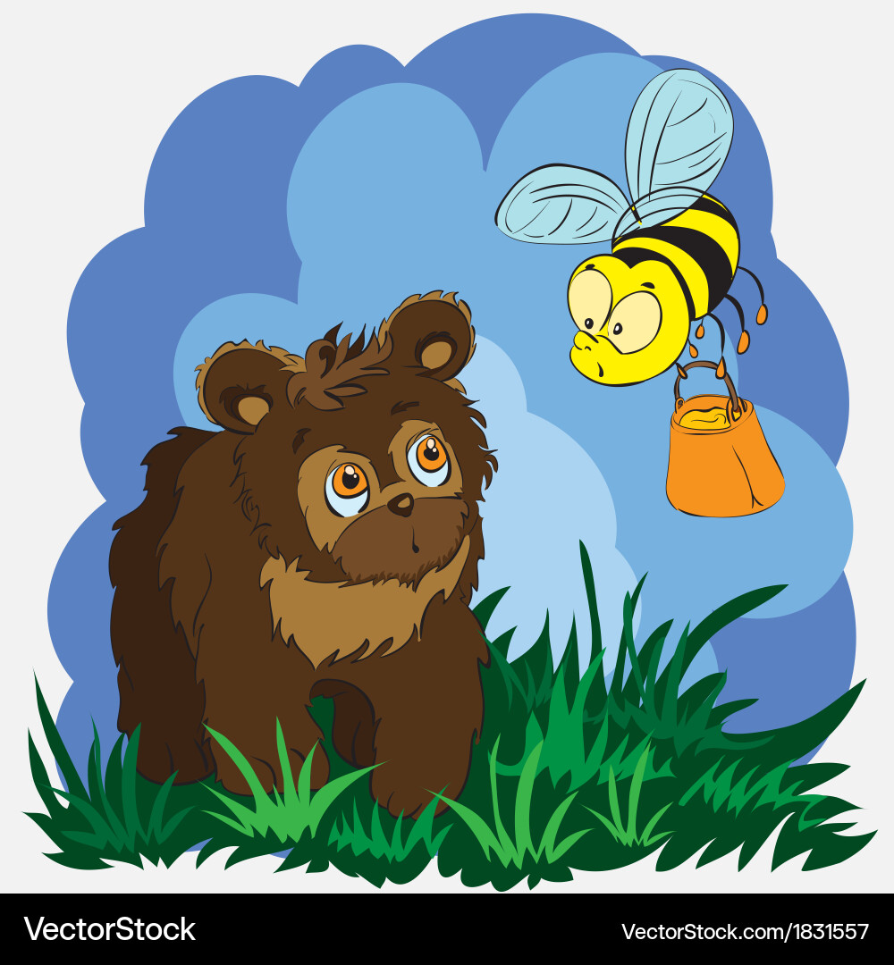 Bear and bee Royalty Free Vector Image - VectorStock