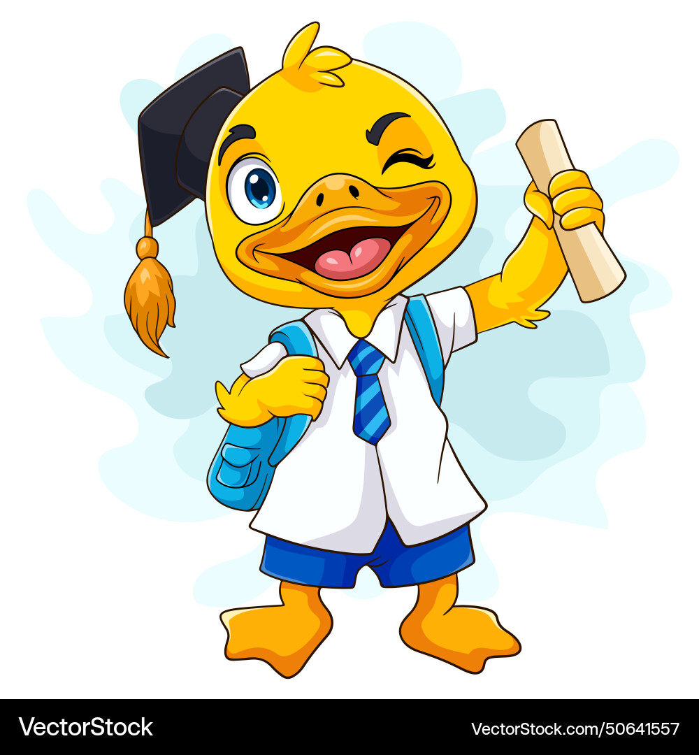Cartoon duck becomes a scholar Royalty Free Vector Image