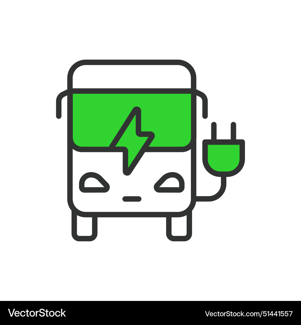 Electric bus in line design green Royalty Free Vector Image