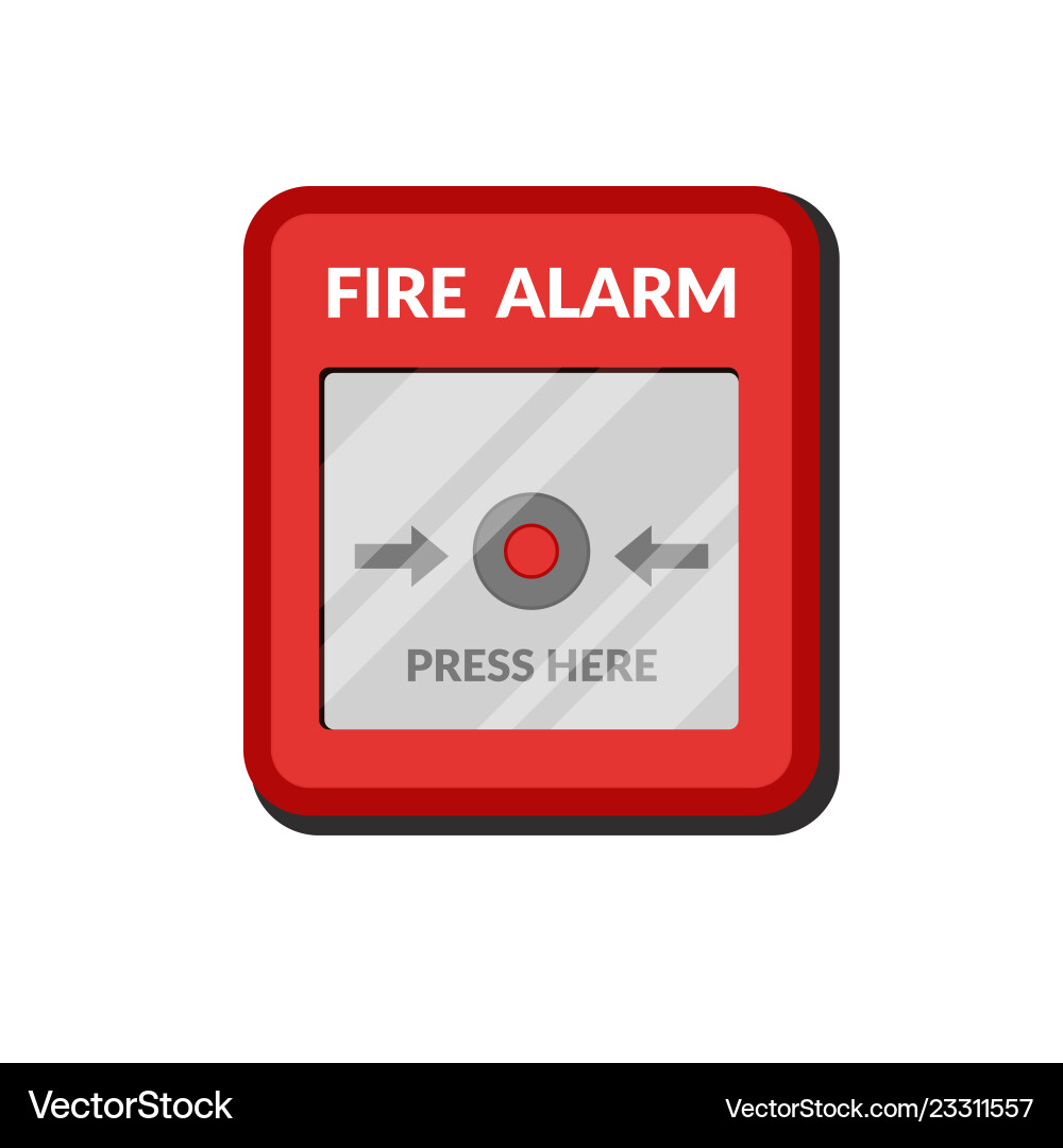 Fire alarm system press button safety box Vector Image