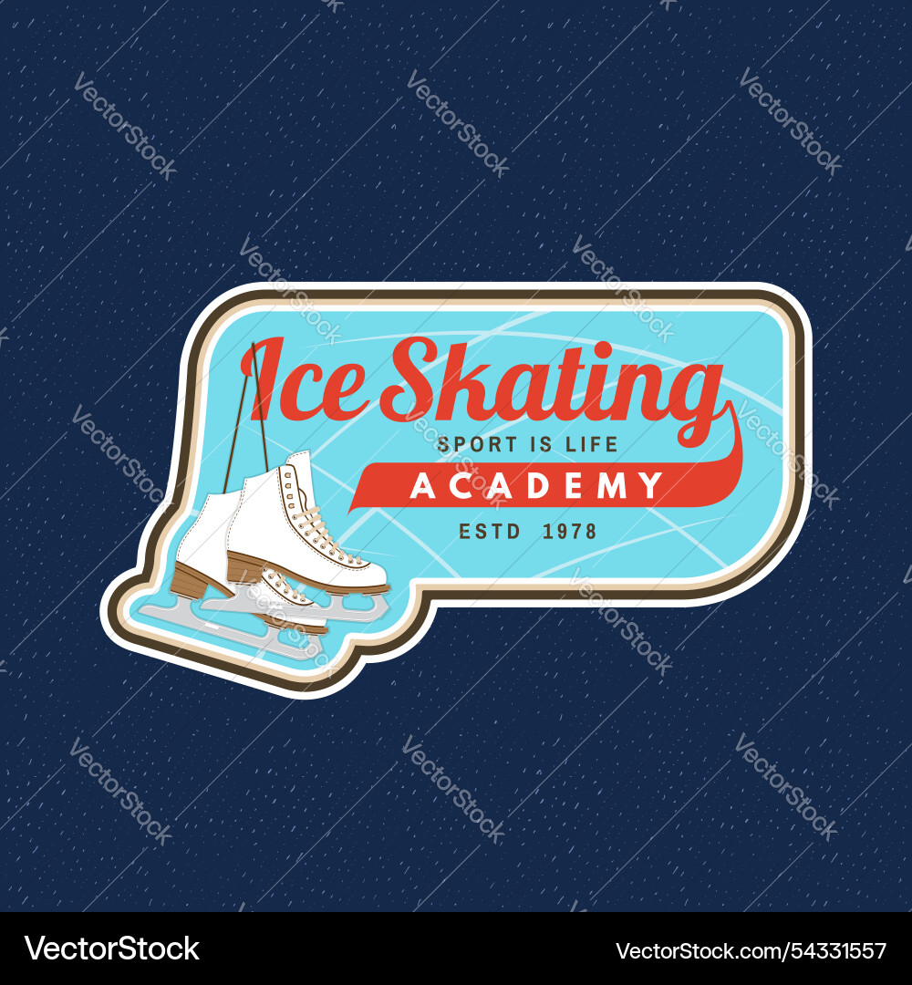 Ice skate academy logo badge patch design Vector Image