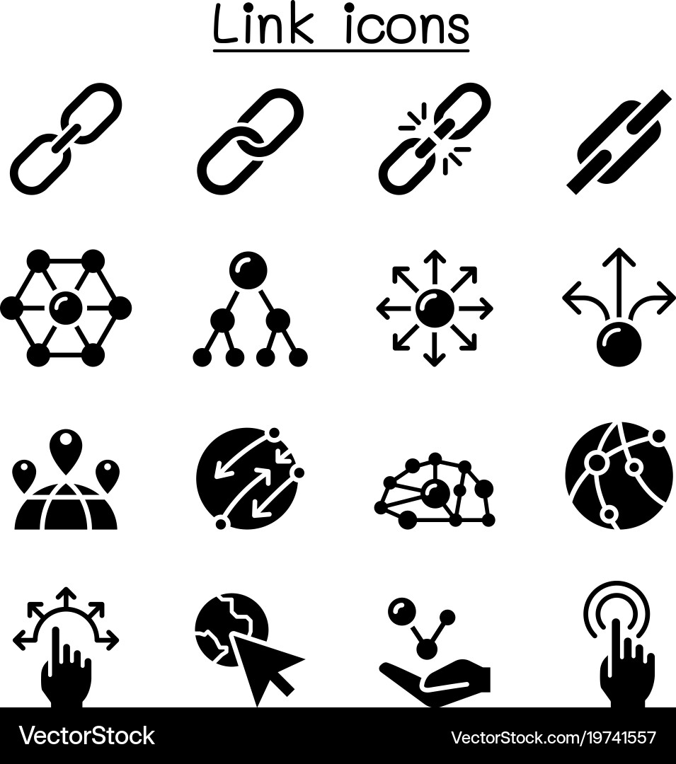 Link icon set Royalty Free Vector Image - VectorStock