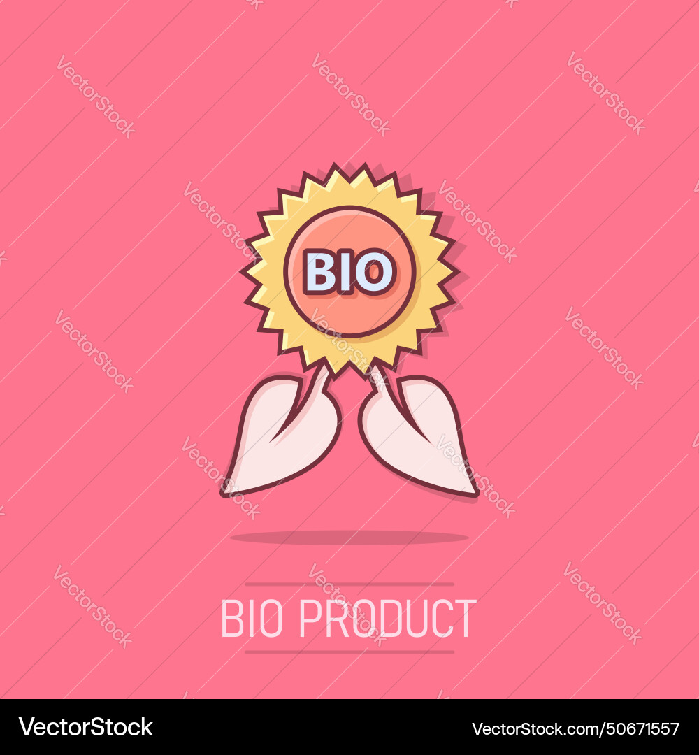 Medal and leaf icon in comic style vegan friendly Vector Image