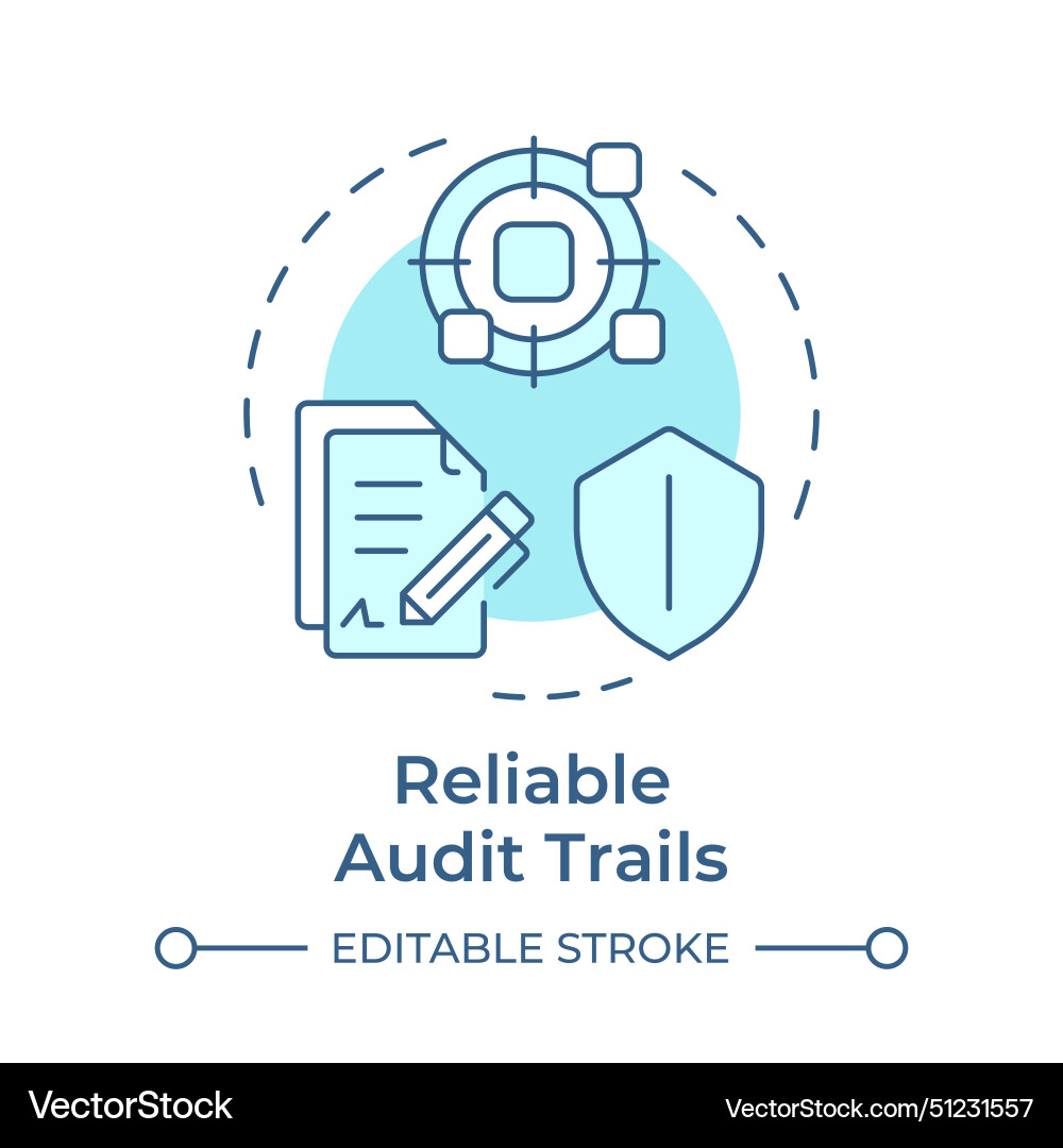 Reliable audit trials soft blue concept icon Vector Image