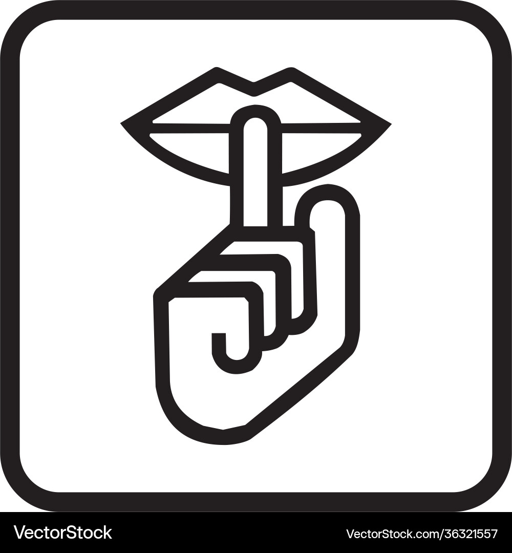 Silence Icon - Shhh Lips Hand Royalty Free Vector Image