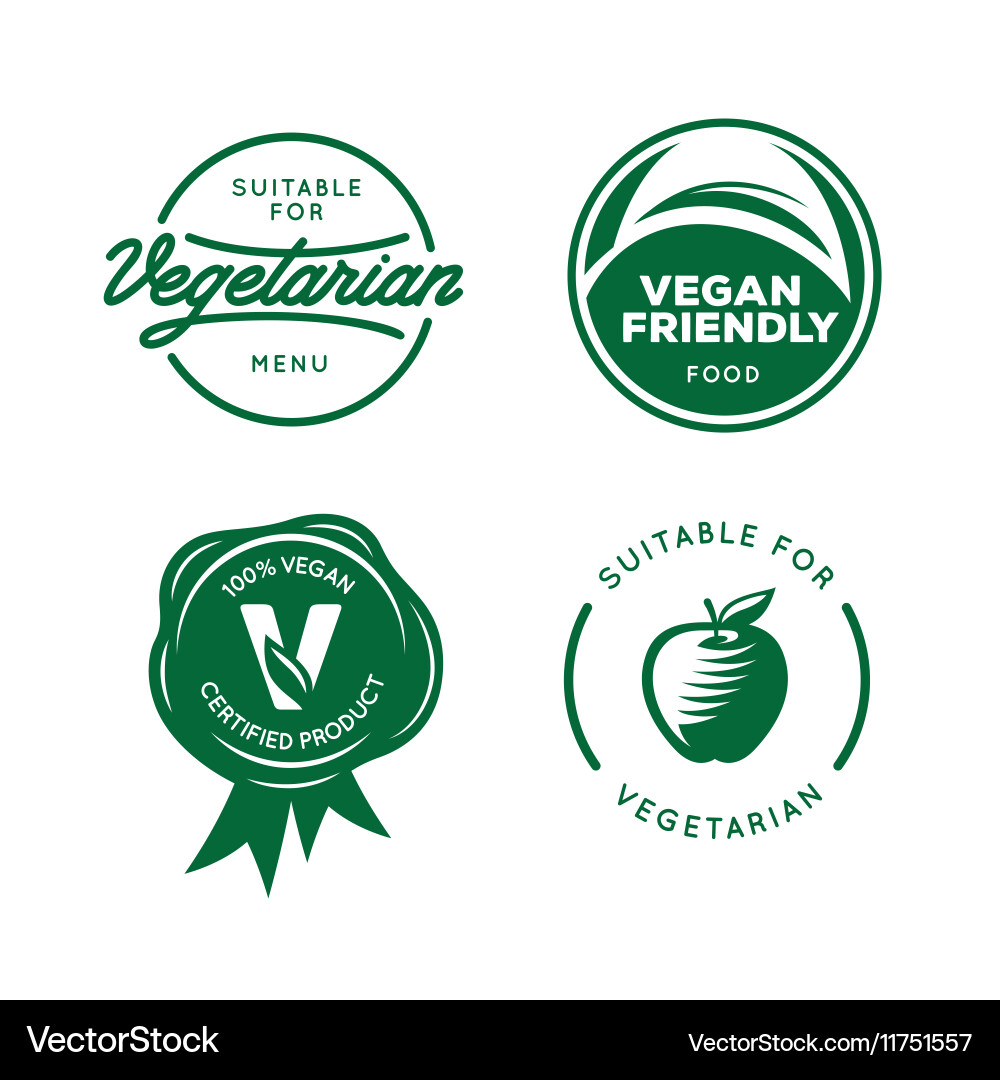 Suitable for vegetarian vegan related labels set Vector Image