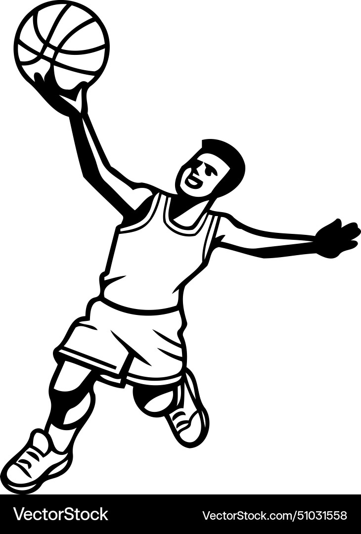 Basketball player with ball in a flat style Vector Image