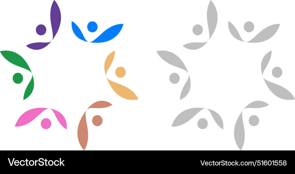 Colorful people team teamwork union logo Vector Image