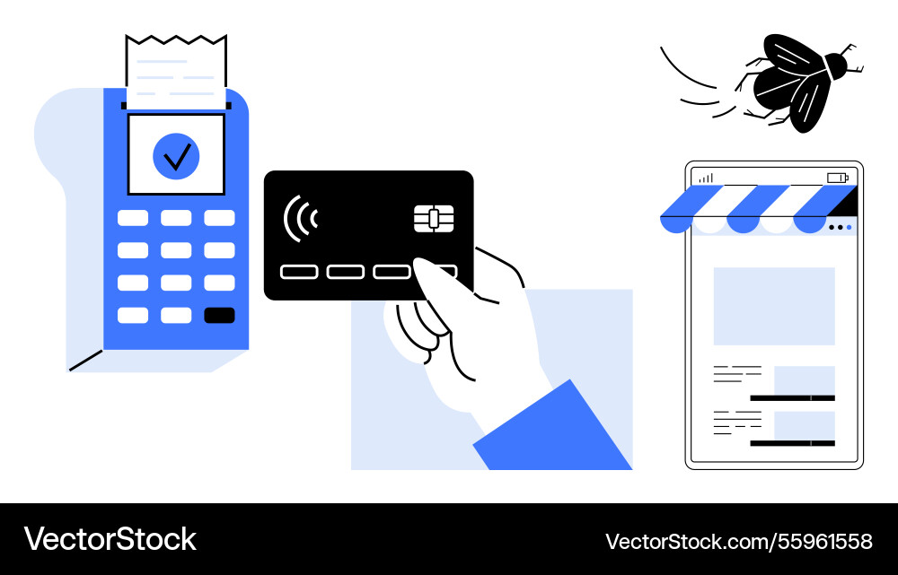 Contactless payment with credit card reader Vector Image
