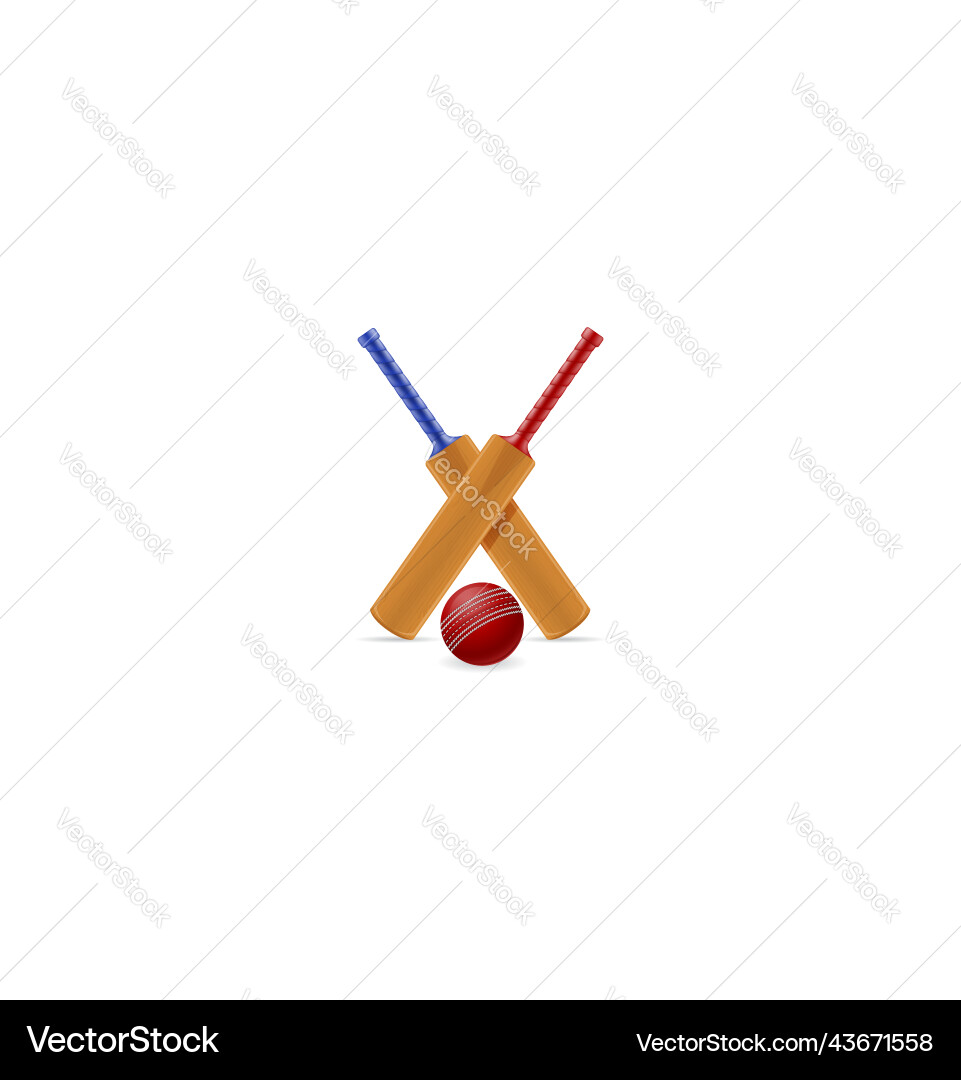 Cricket bat and ball for a sports game stock Vector Image