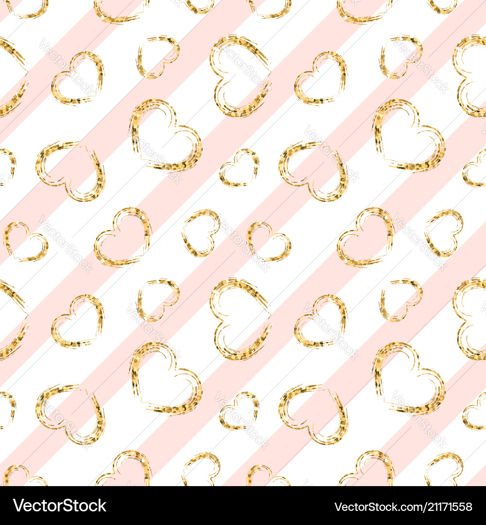 Gold heart seamless pattern pink-white geometric Vector Image