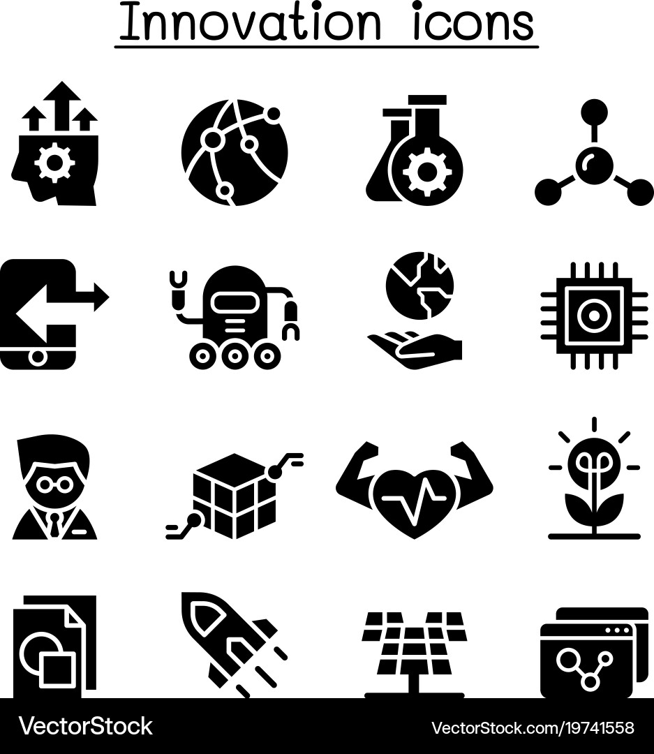 Innovation technology icon set Royalty Free Vector Image