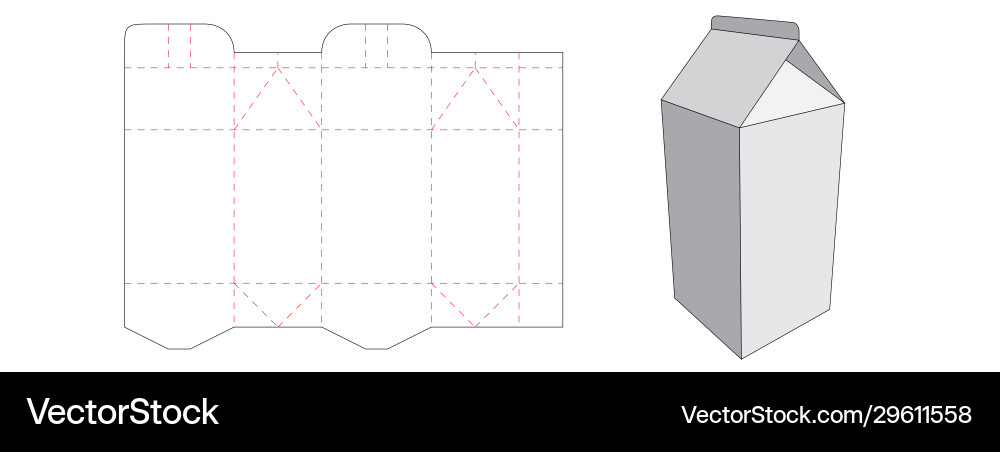 Milk box packaging die cut template design Vector Image