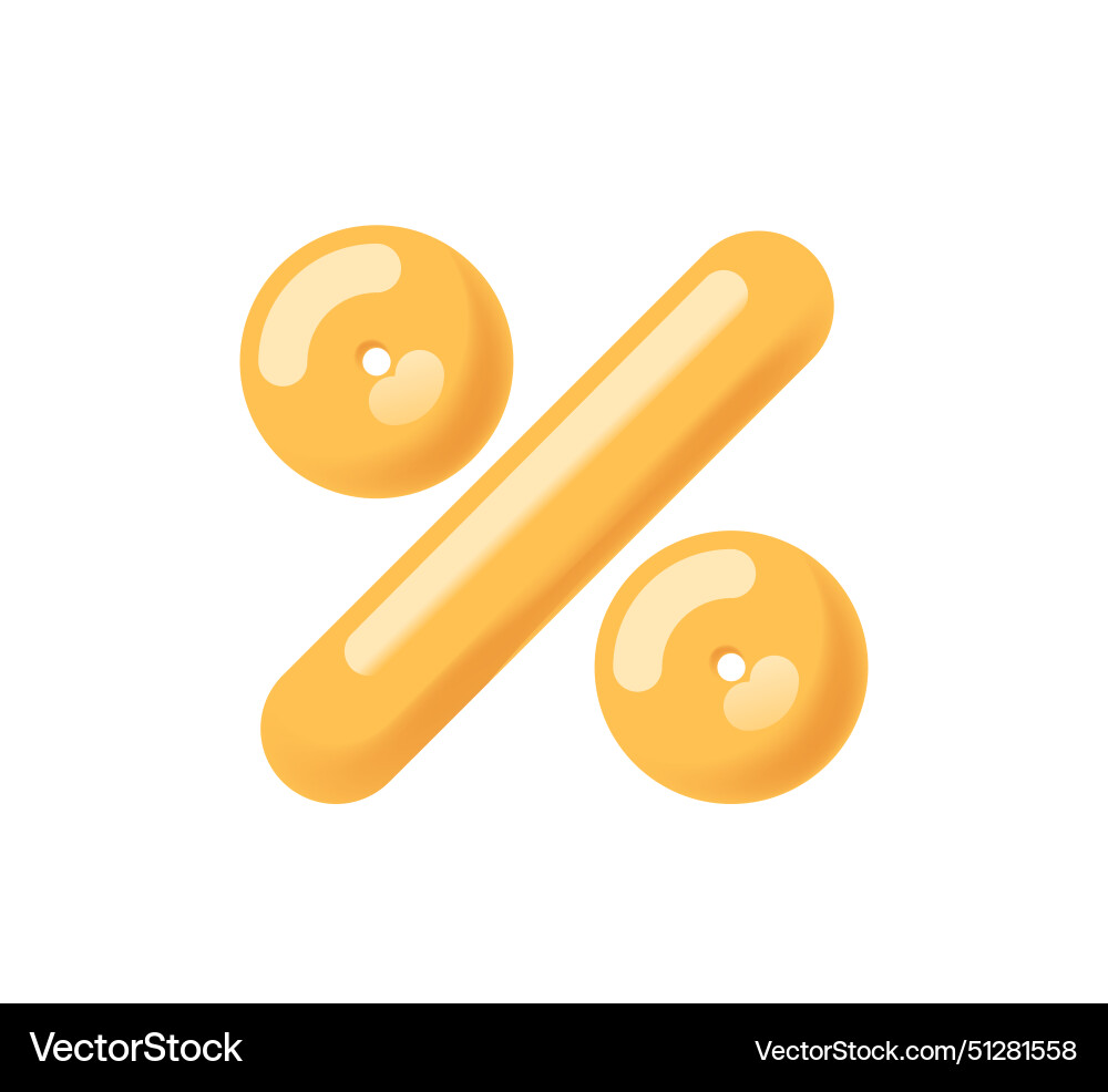 Percent symbol yellow 3d image featuring Vector Image