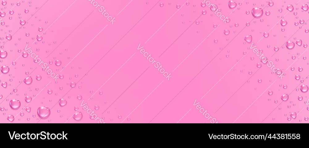 Realistic water drops on pink background Vector Image