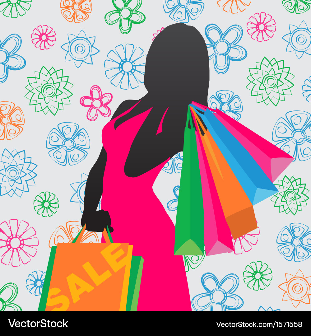 Shopping girl Royalty Free Vector Image - VectorStock