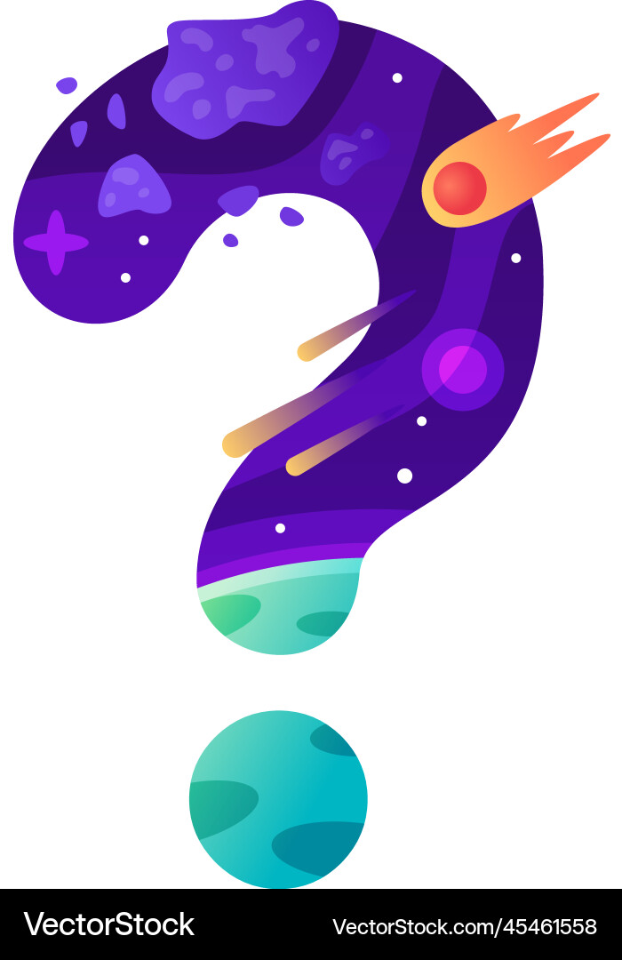 Space question mark as punctuation sign with comet