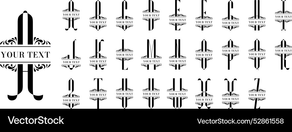 Split monogram retro initial capital letters Vector Image